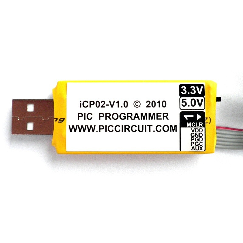 iCP02 - USB Microchip PIC Programmer (3.3V/5.0V, with ICSP & PICkit 2)