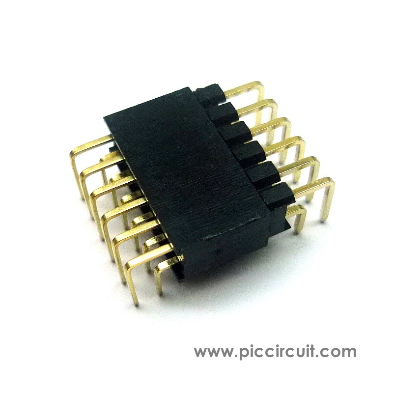 Pin Socket (2.54mm, Right Angle, 2x6 Way)