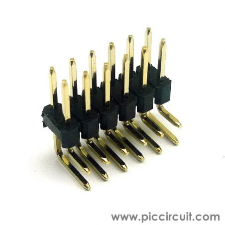 Pin Header (2.54mm, Right Angle, 2x6 Way)