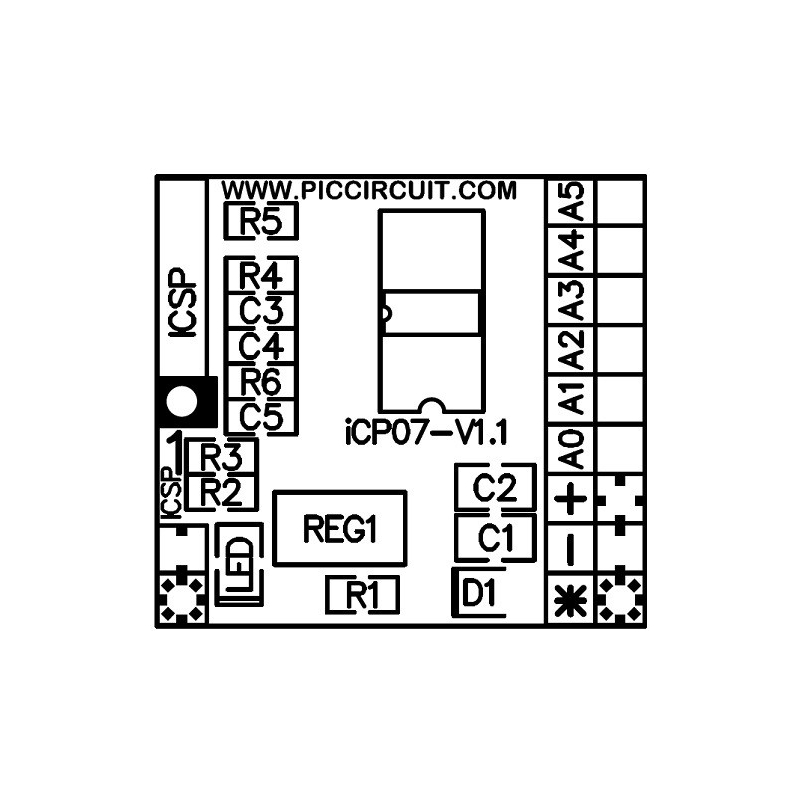 iCP07 - iBoard Tiny (Microchip 8-pin PIC12 Development Board)