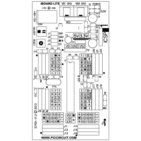 iCP05 - iBoard Lite (Microchip 28-pin PIC16 & PIC18 Development Board)